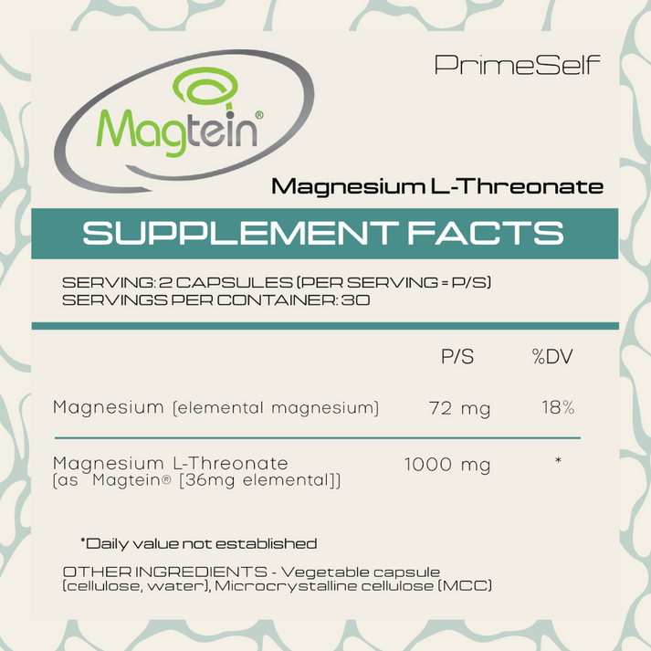 Magnesium L-Threonate (Magtein) 60 Caps | Cognitive Support – PrimeSelf