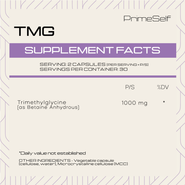 TMG (Trimethylglycine) 60 Caps | Methylation & Liver – PrimeSelf