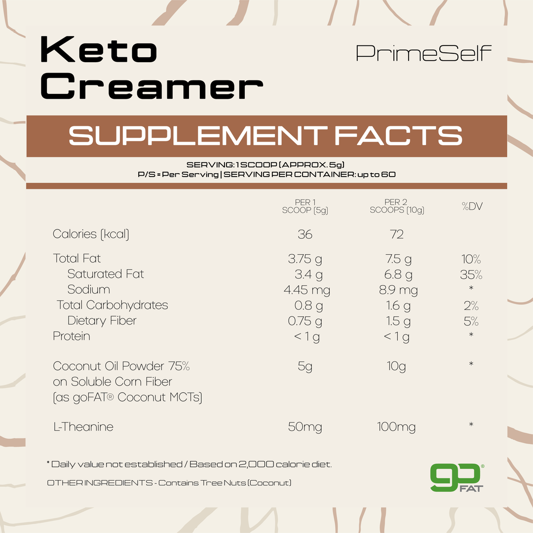 PrimeSelf Keto Creamer | Dairy Free MCT Coffee Creamer - 60s