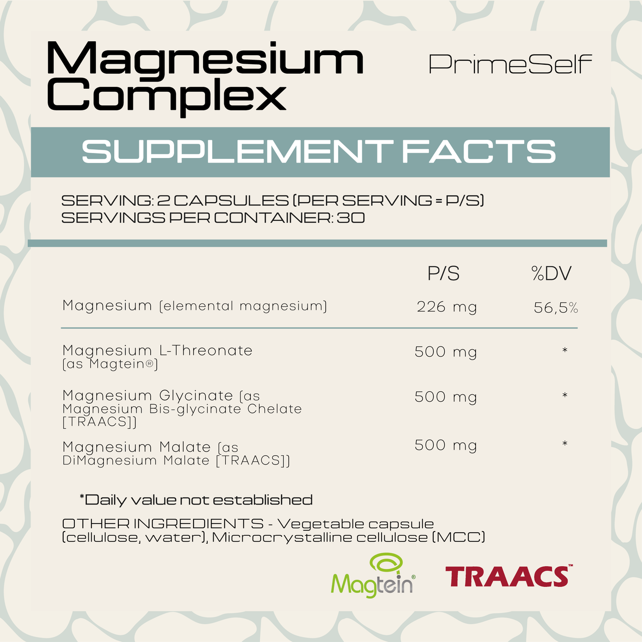 PrimeSelf Magnesium Complex | 3-in-1 Magnesium Supplement