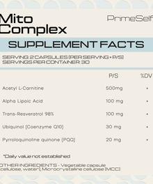 PrimeSelf Mito Complex | Energy & Mood Supplements | Mitochondria Support