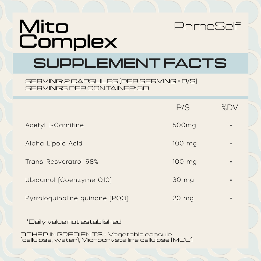 PrimeSelf Mito Complex | Energy & Mood Supplements | Mitochondria Support